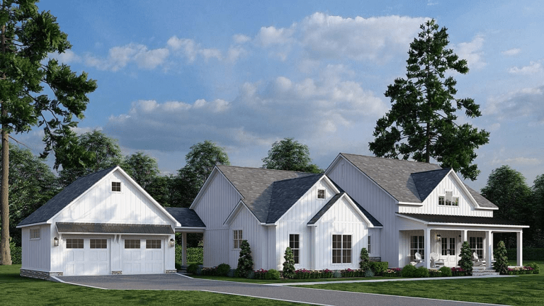 House And Garage With Breezeway In Between Under One Roof: Stylish ...
