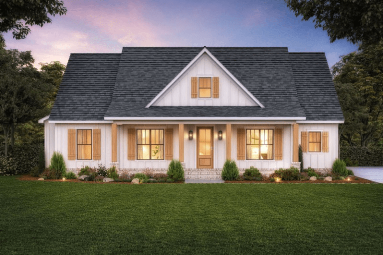 Side Entry Garage on Front of House With Hip Roof